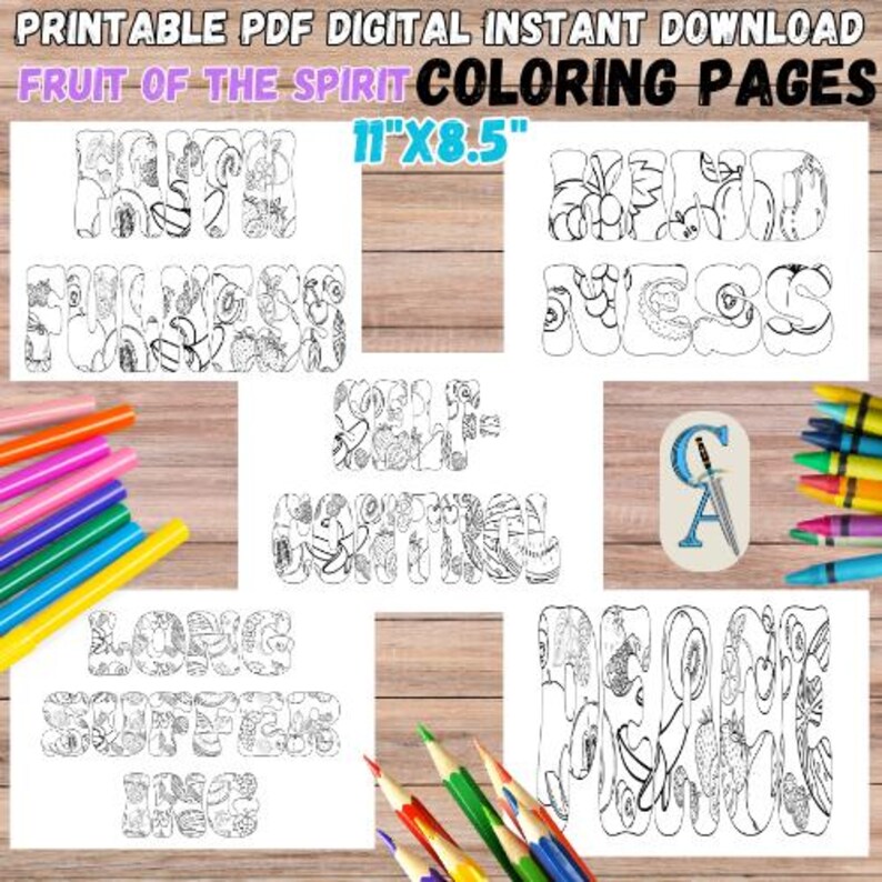 Fruit of the Spirit Coloring Pages: Christian Bible Printables (PDF ...