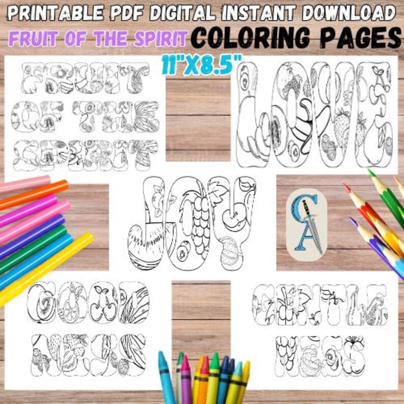 Fruit of the Spirit Coloring Pages: Christian Bible Printables (PDF ...