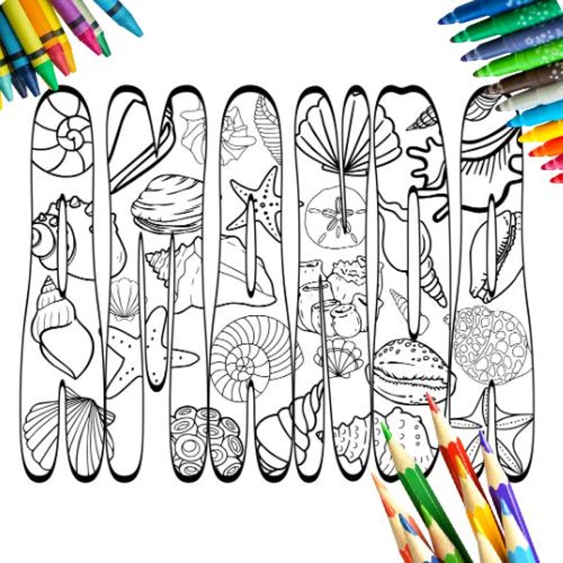 Personalized Beach Theme Coloring Pages: Custom Name, Sea Animals ...