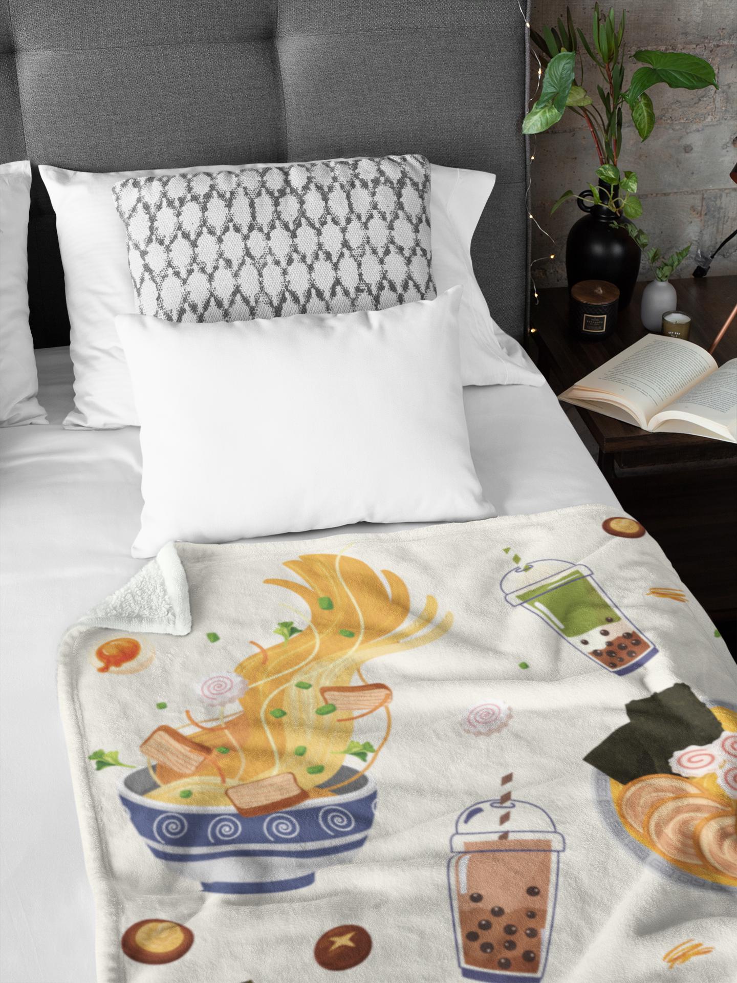 Ramen and Boba Blanket - Ultra Soft Fleece 60x50 Inches, Cute Food ...