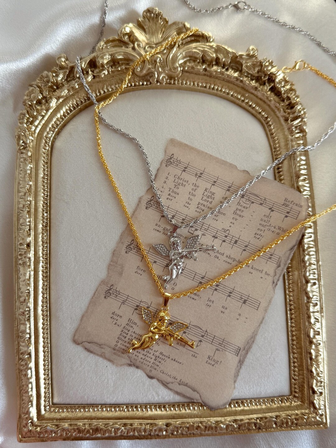 Winged Angel Holding an AK-47 Pendant With Diamond Necklace, Unique ...