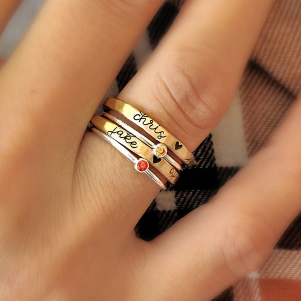 Stackable Name Rings - Etsy