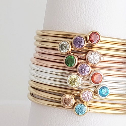 Birthstone Ring. ONE Stackable Birthstone Gemstone Ring. | Etsy Canada