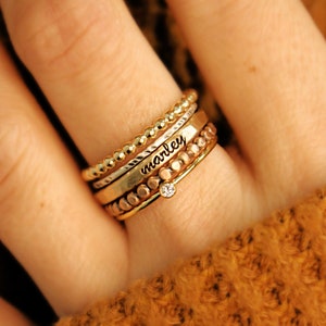 Stackable Name Rings Personalized Name Ring Set Cursive Name Ring ...