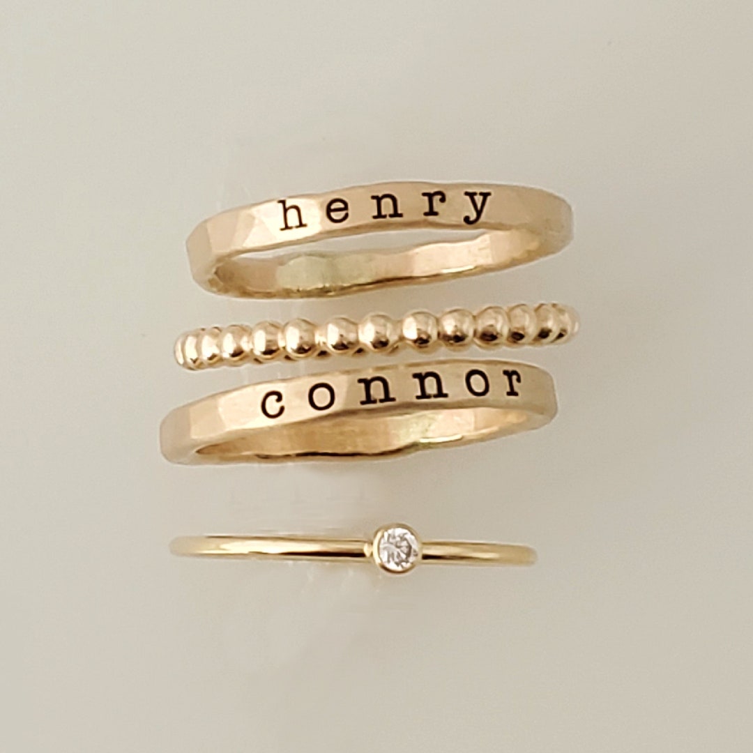 Stacking Name Rings | Stackable Rings | Personalized Jewelry for Mom ...