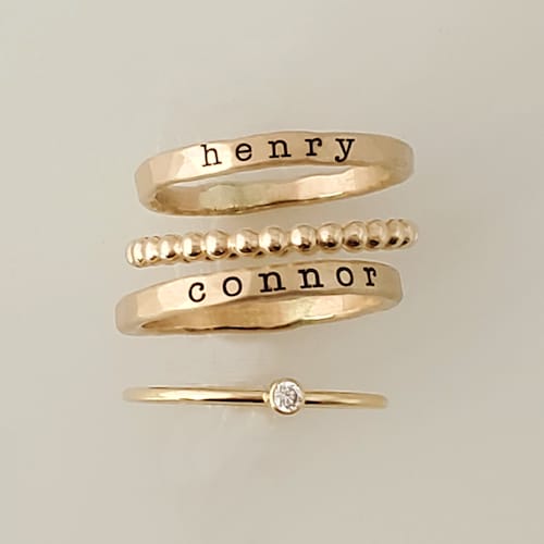 Personalized Stackable Ring Set Mom Gift Kids Name Rings - Etsy