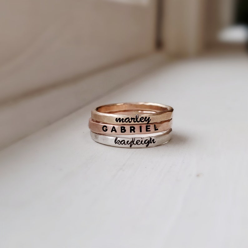 Stackable Name Rings Rings With Names Engraved Name Rings | Etsy