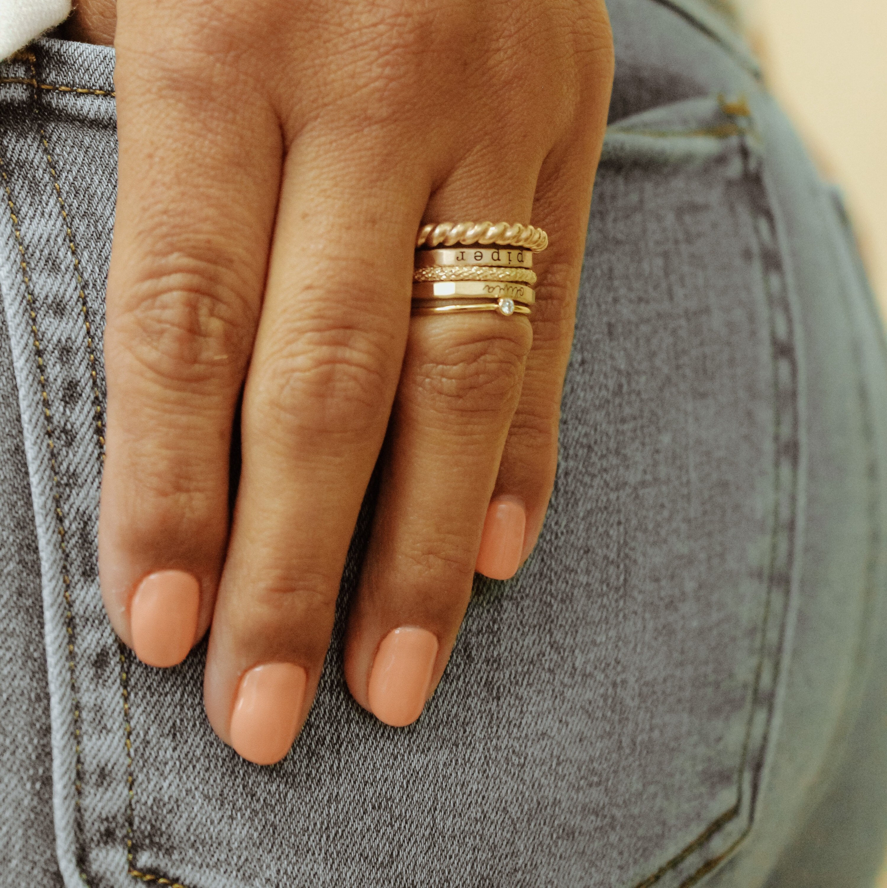 Ring Set With Names 14K Gold Filled Name Rings Maximalism - Etsy