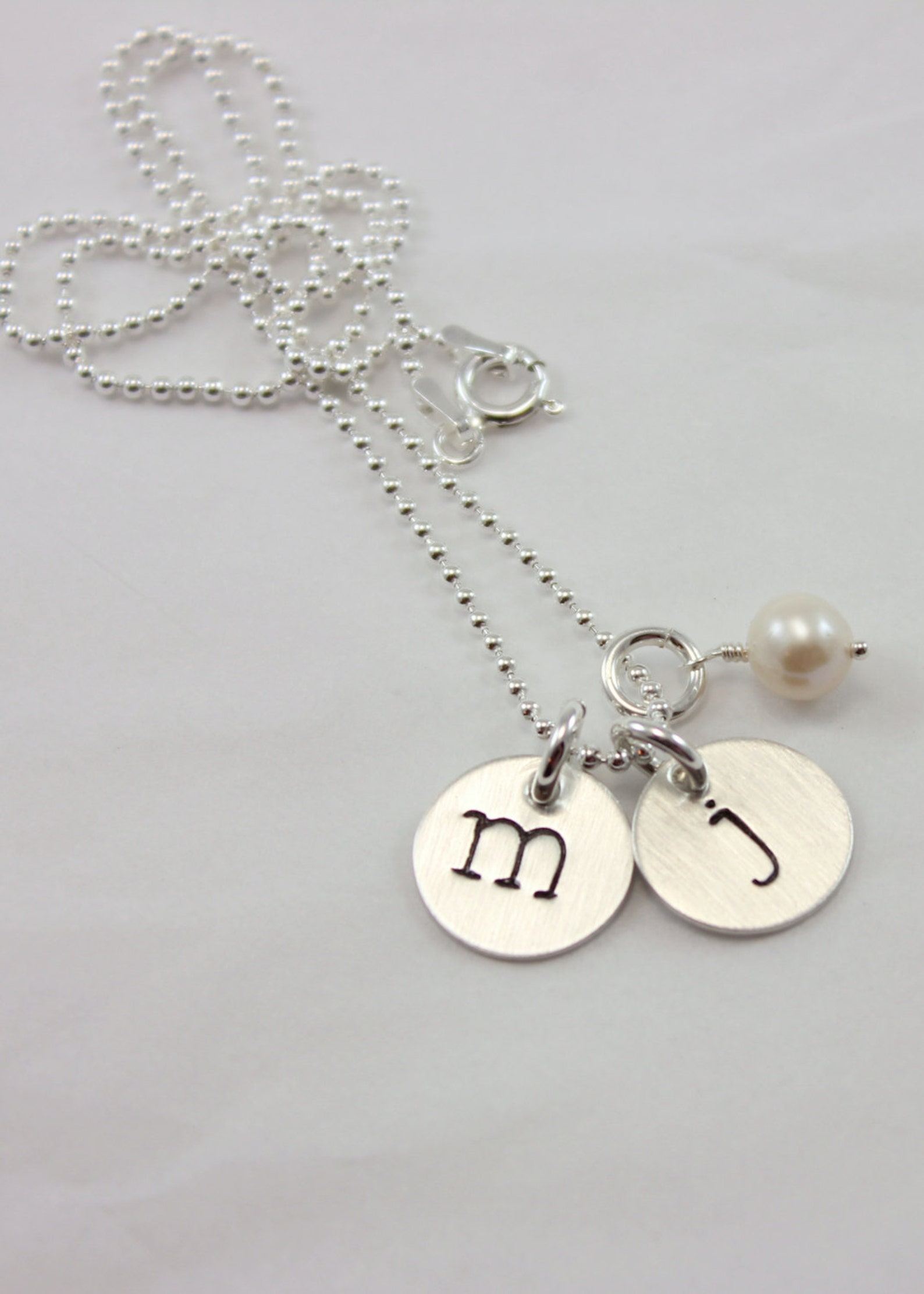 Initial Necklace Sterling Silver Necklace Round Pendant - Etsy