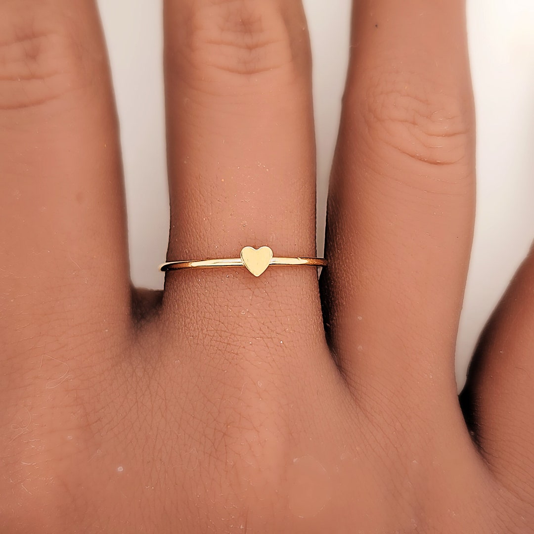 Skinny Heart Stacking Ring Sterling Silver Initial Stacking Ring Letter ...
