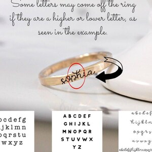 Cursive Name Ring Set Name and Birthstone Rings Gold Name Rings ...
