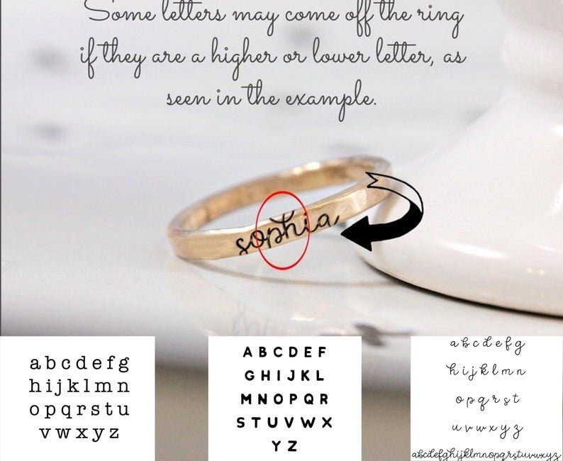 Cursive Name Ring Set Name and Birthstone Rings Gold Name - Etsy