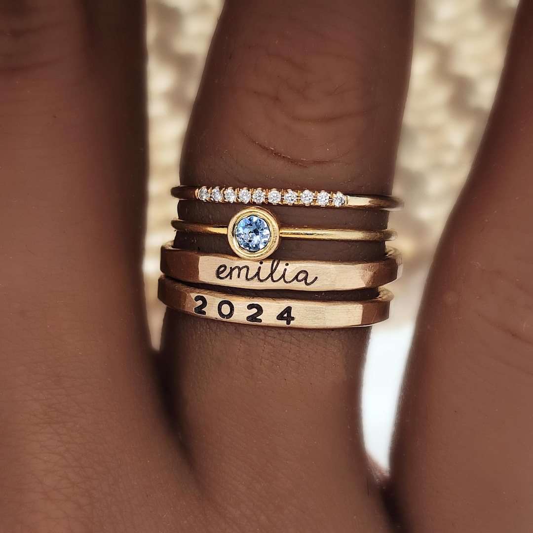 Personalized 14k Gold-filled Class Ring Set | Custom Graduation Gift ...