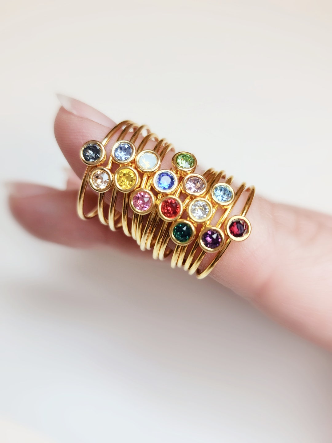 Birthstone Ring Gold Birthstone Ring Birthday Gift Tween & Teen Birthday Wife Gift Mother's Day ...