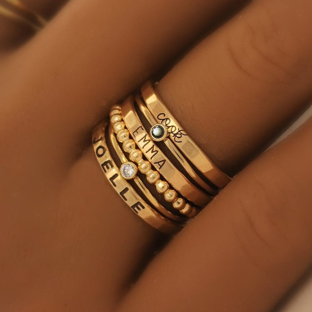 Personalized Name Rings | 14k Gold Filled Stackable Rings | Gift for ...