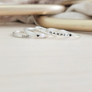 Stacked Ring Set | Stackable Name Ring Set | Stacking Name Rings | Mom Ring Set | Personalized ...