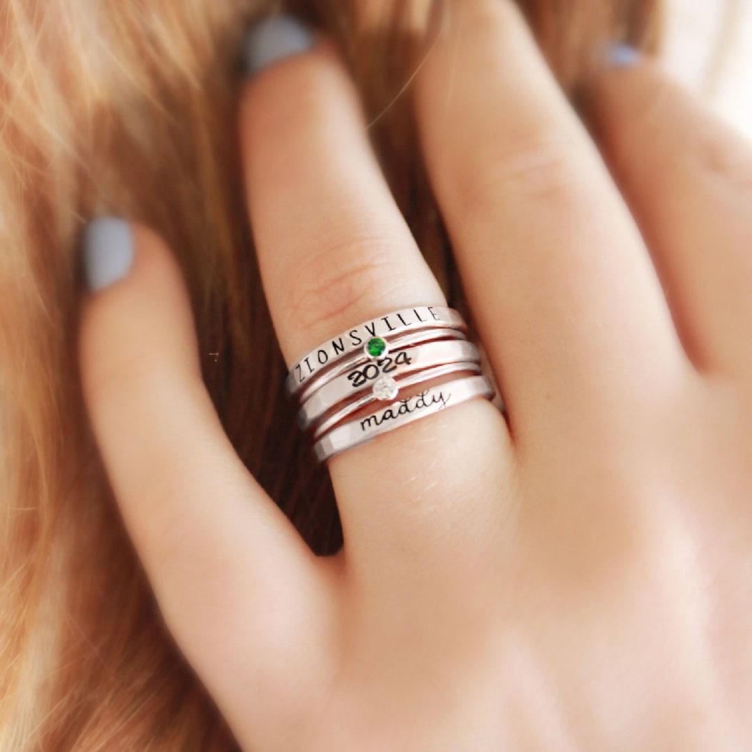 Back to School Jewelry | Class Ring Set | Stackable Class Rings ...