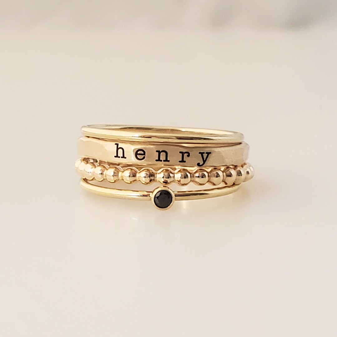 Stackable Name Rings | 14k Gold Filled Name Rings| Stackable Name Rings | Mom Rings | Gold Ring ...