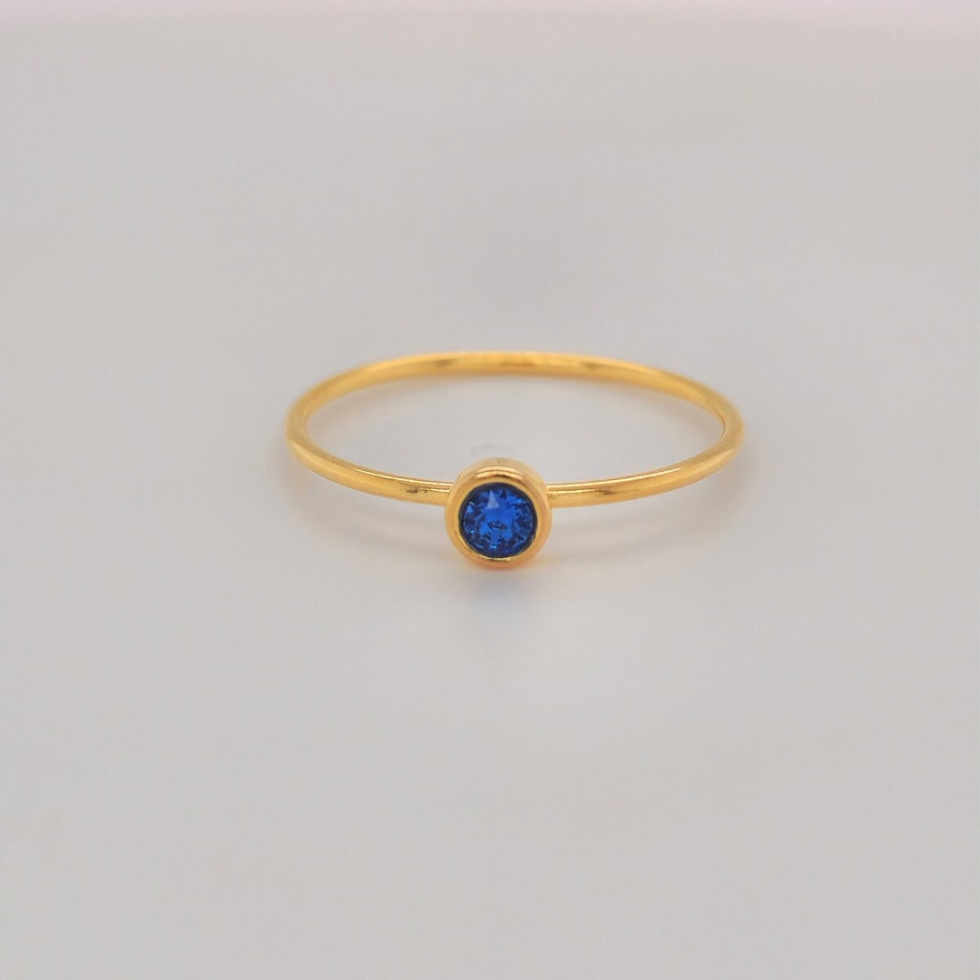 Large September Birthstone Ring | Blue Birthstone Ring | Gold Filled ...