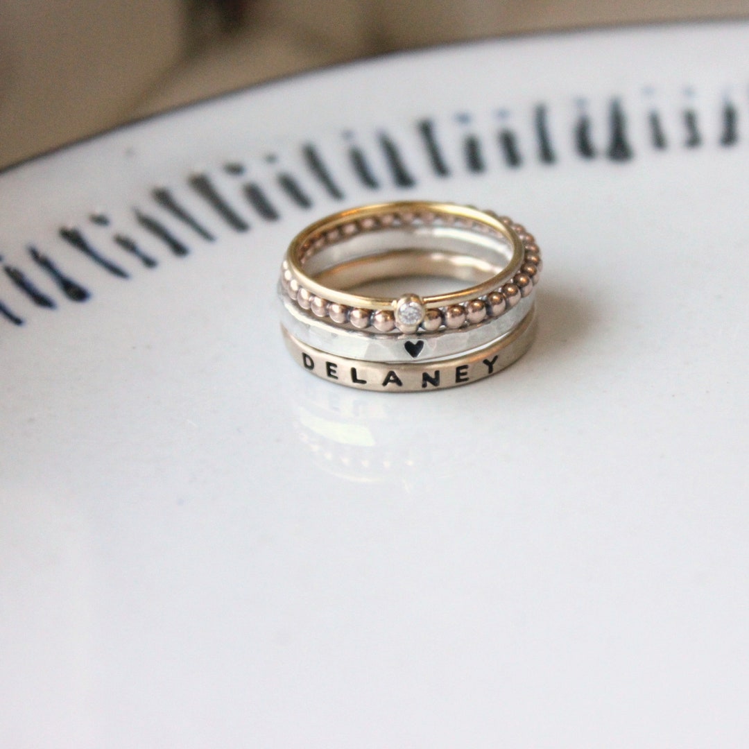 Stackable Rings | Maximalist Name Ring | Mothers Ring | Kids Name Rings ...
