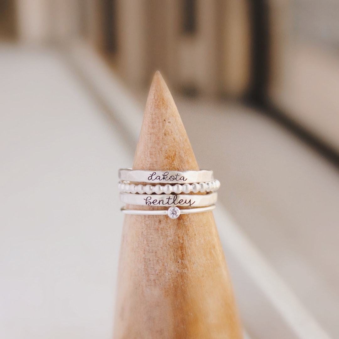 Personalized Stackable Name Ring Set | Sterling Silver, Gold Filled ...