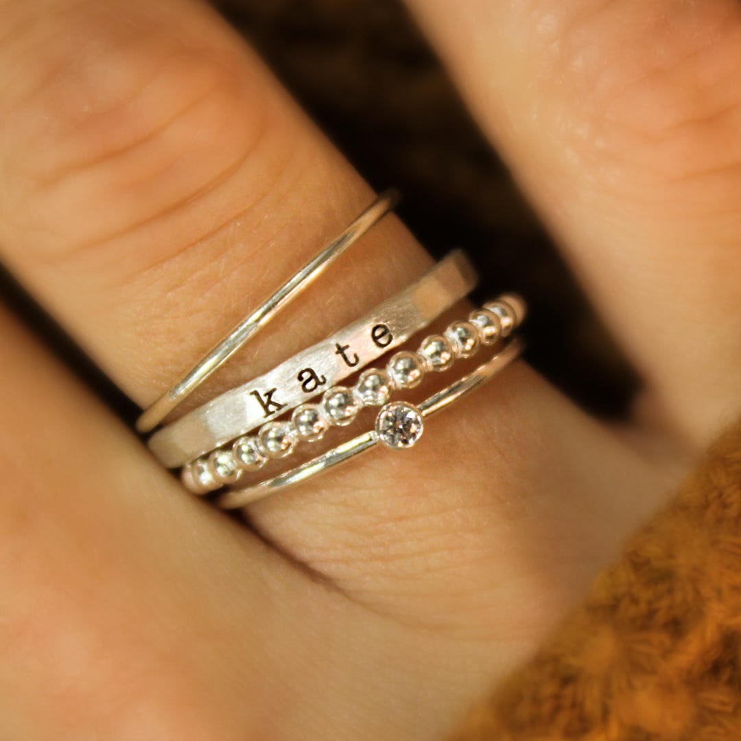 Stackable Name Rings | Sterling Silver Name Rings for Mom & Kids ...