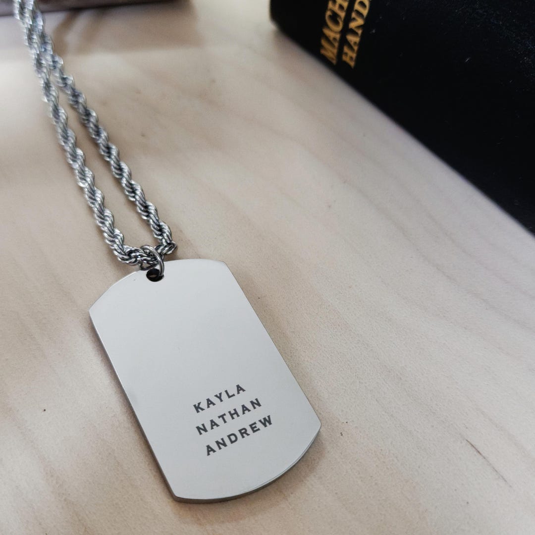 Men's Personalized Stainless Steel Dog Tag Necklace - Custom Engraved ...