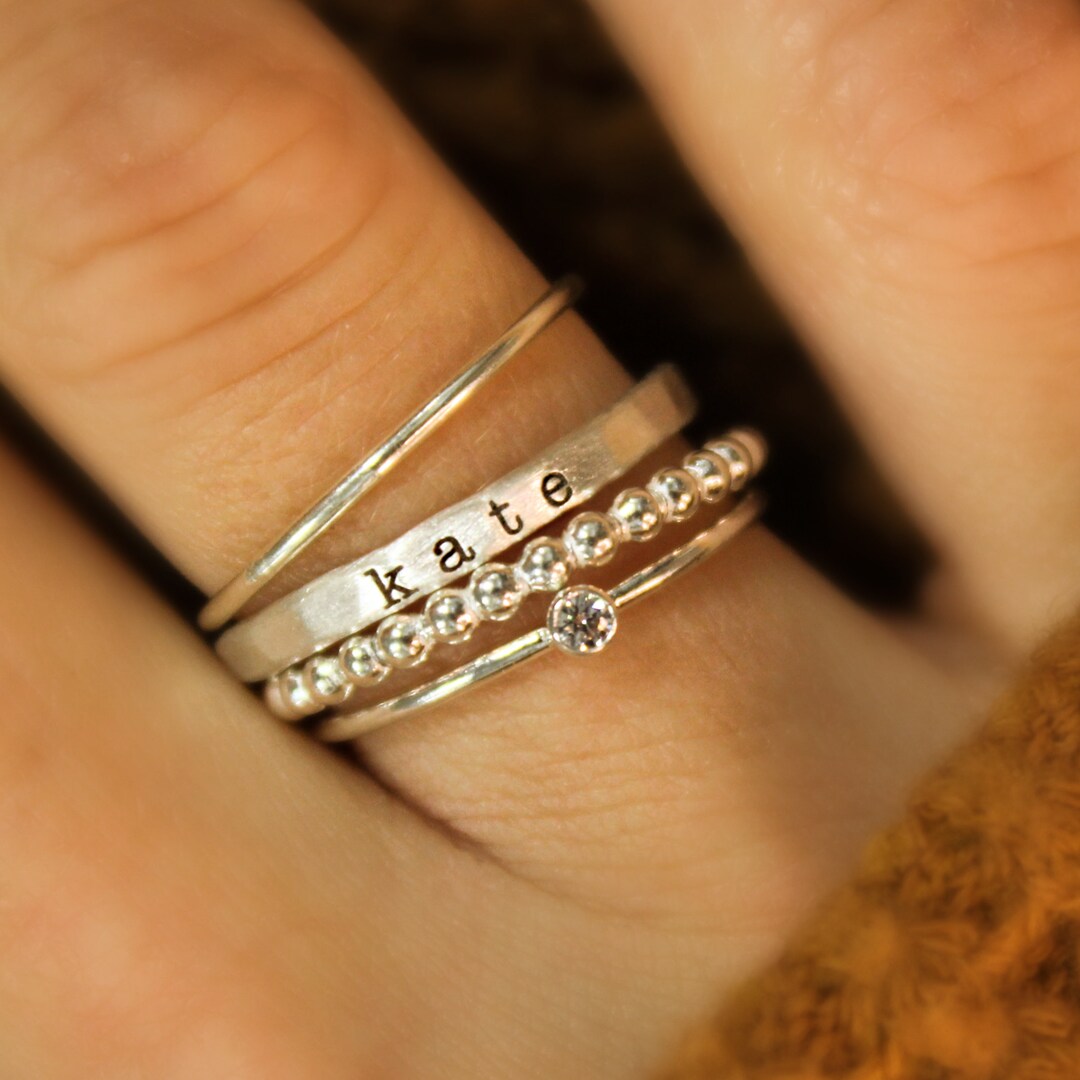 Stackable Rings | Silver Stacked Ring Set | Personalized Jewelry | Name ...