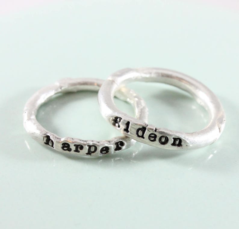 Stacking Rings with Names Stackable name rings Thick rings | Etsy