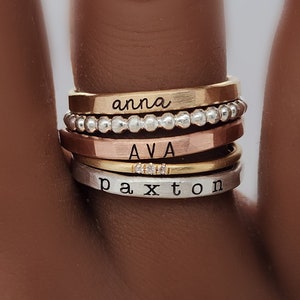 Stackable Rings | Personalized Name Rings | Mixed Metals | Name Rings ...