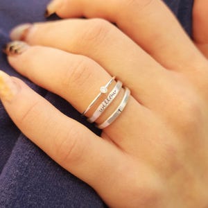 Personalized Name Rings | Gold Cursive Rings for Mom | Unique Two Kids Names Stackable Gift ...