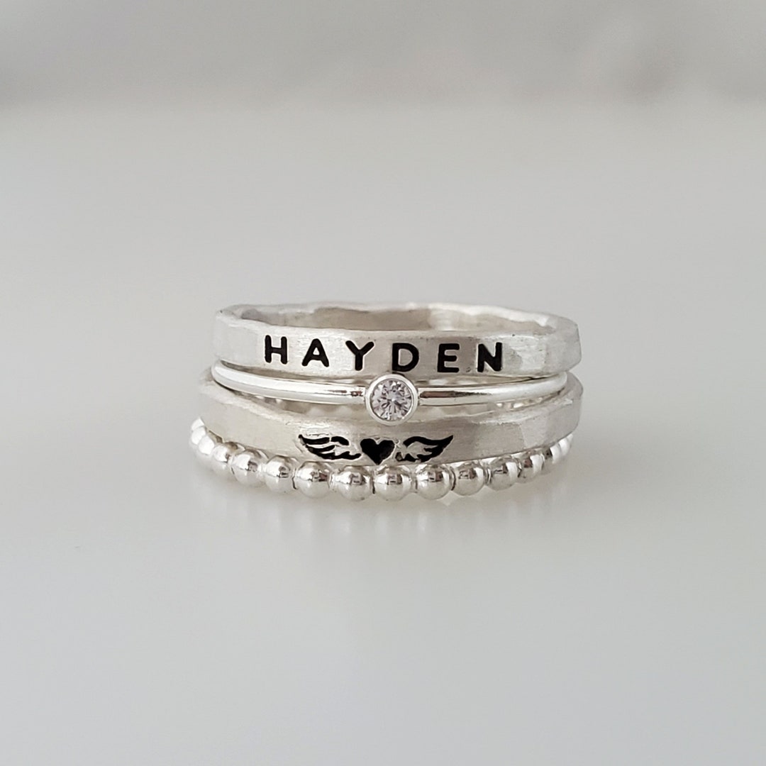 Angel Wing Ring Set | Mother Gift Gift | Personalized | Kids Names ...