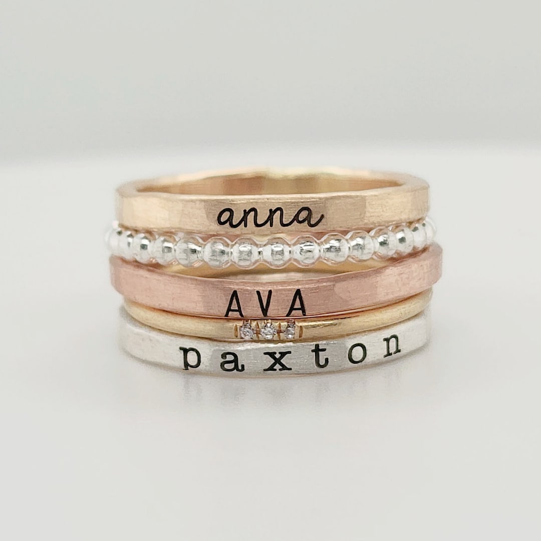 Stackable Rings | Personalized Name Rings | Mixed Metals | Name Rings ...