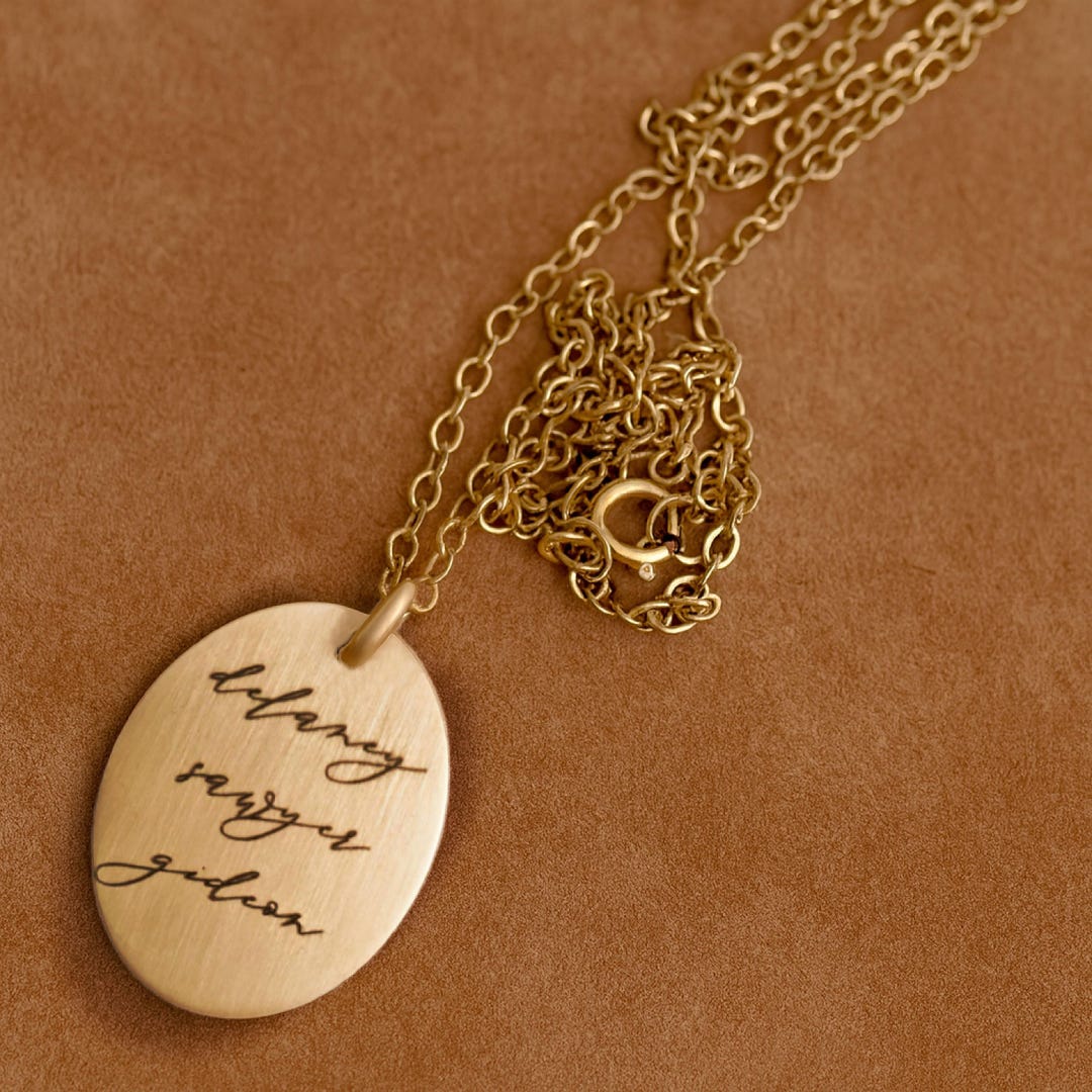 Custom Cursive Name Necklace – Sterling Silver Engraved Oval Pendant ...