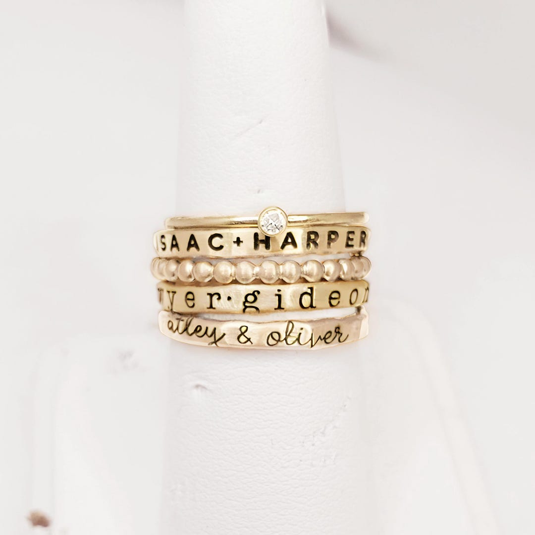 Stackable Name Rings | Mom Ring Set | Stacking Name Rings | Personalized Jewelry | Name Rings ...