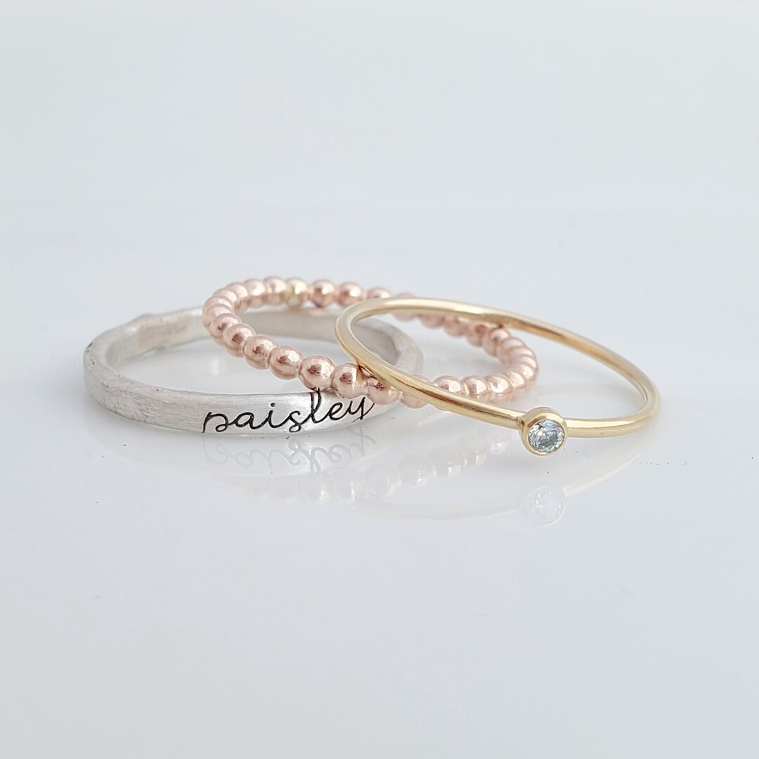 Birthstone Name Rings Name and Birthstone Rings Gold Filled Name Rings ...