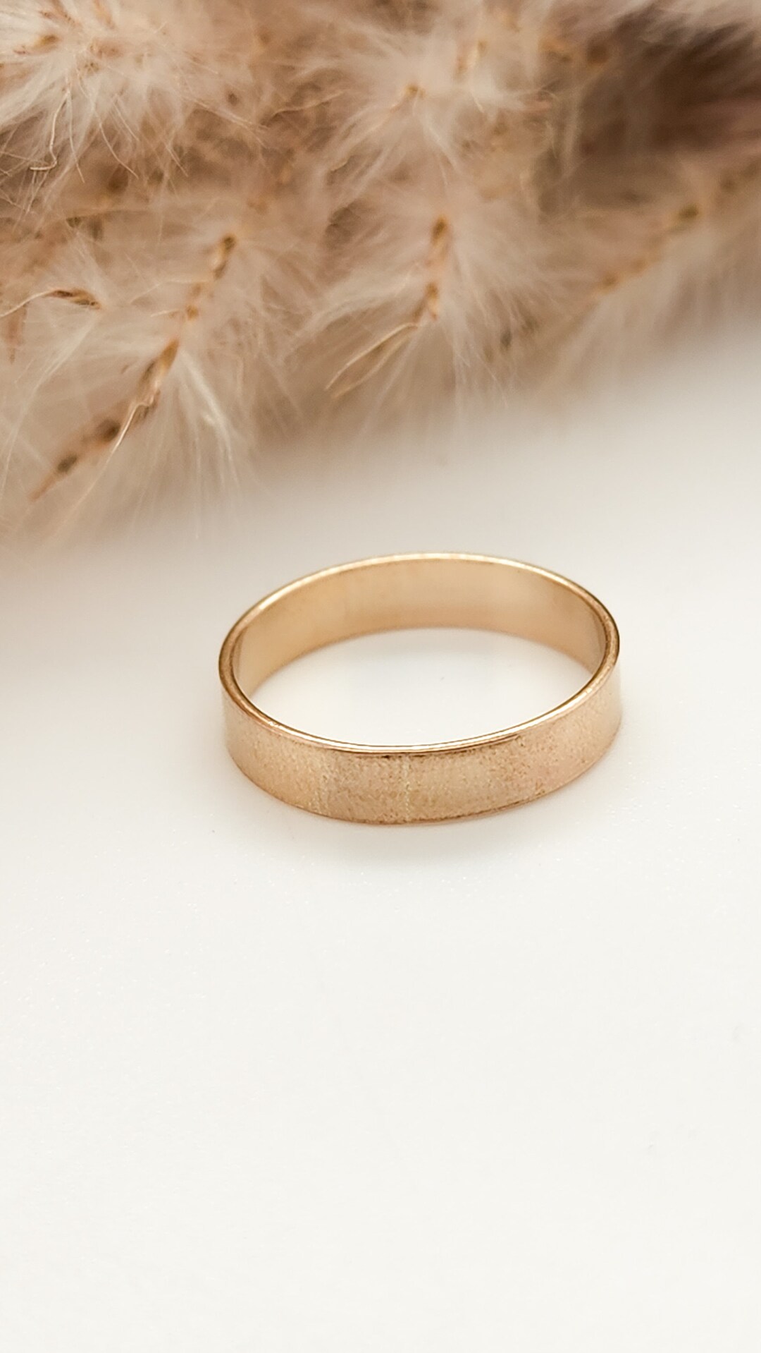 Thick Gold Band, Cigar Ring, Yellow Gold Smooth Band, Stacking Ring ...