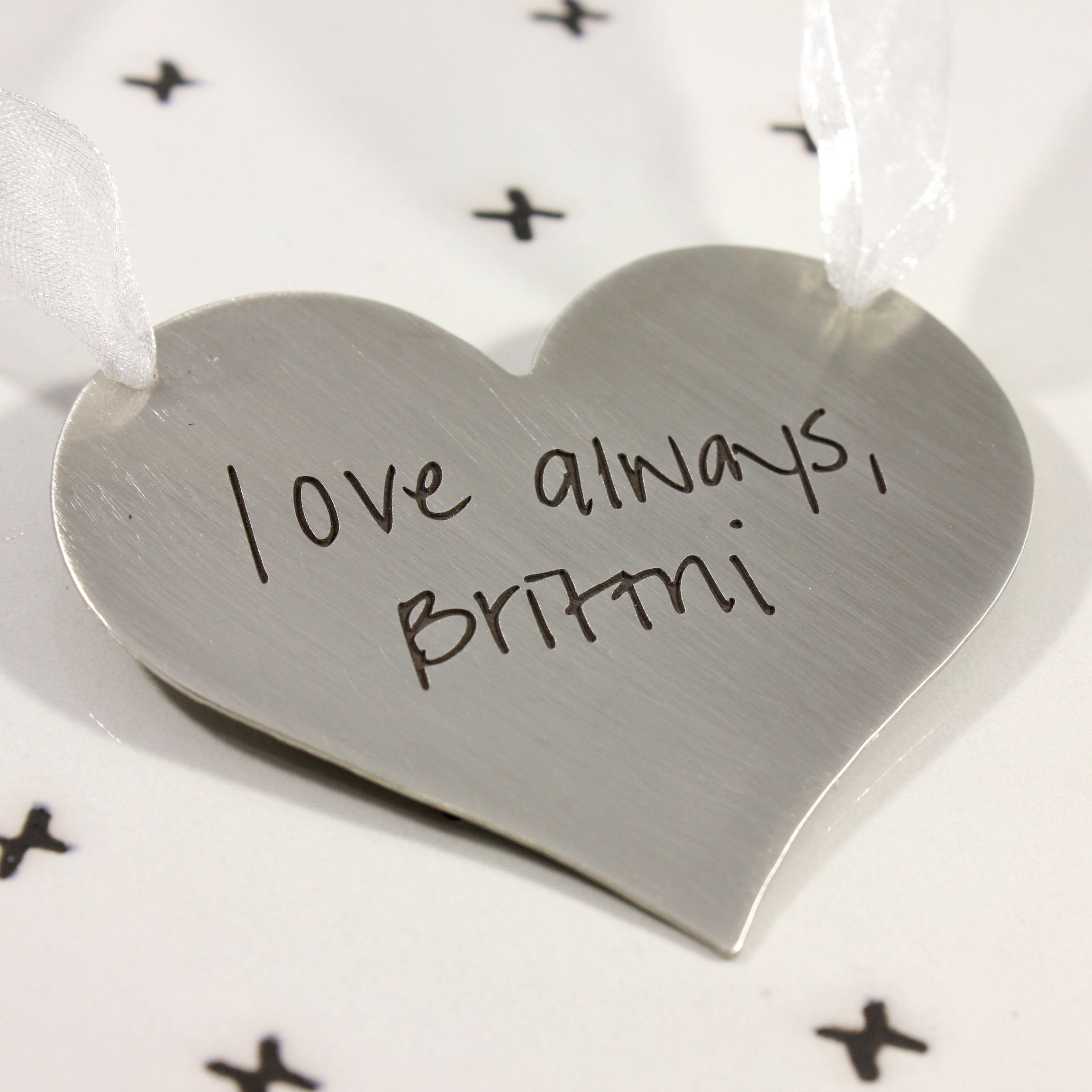 Handwriting Engraved Heart Ornament | Personalized Memorial Keepsake ...