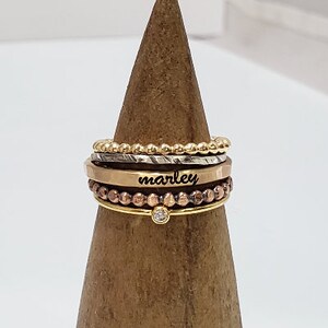 Stackable Name Rings Personalized Name Ring Set Cursive Name Ring ...