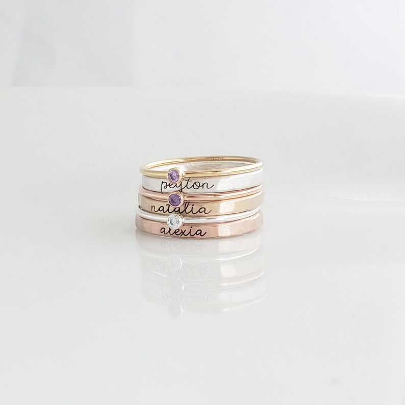 Cursive Name Ring Set Stackable Rings Stackable Cursive | Etsy