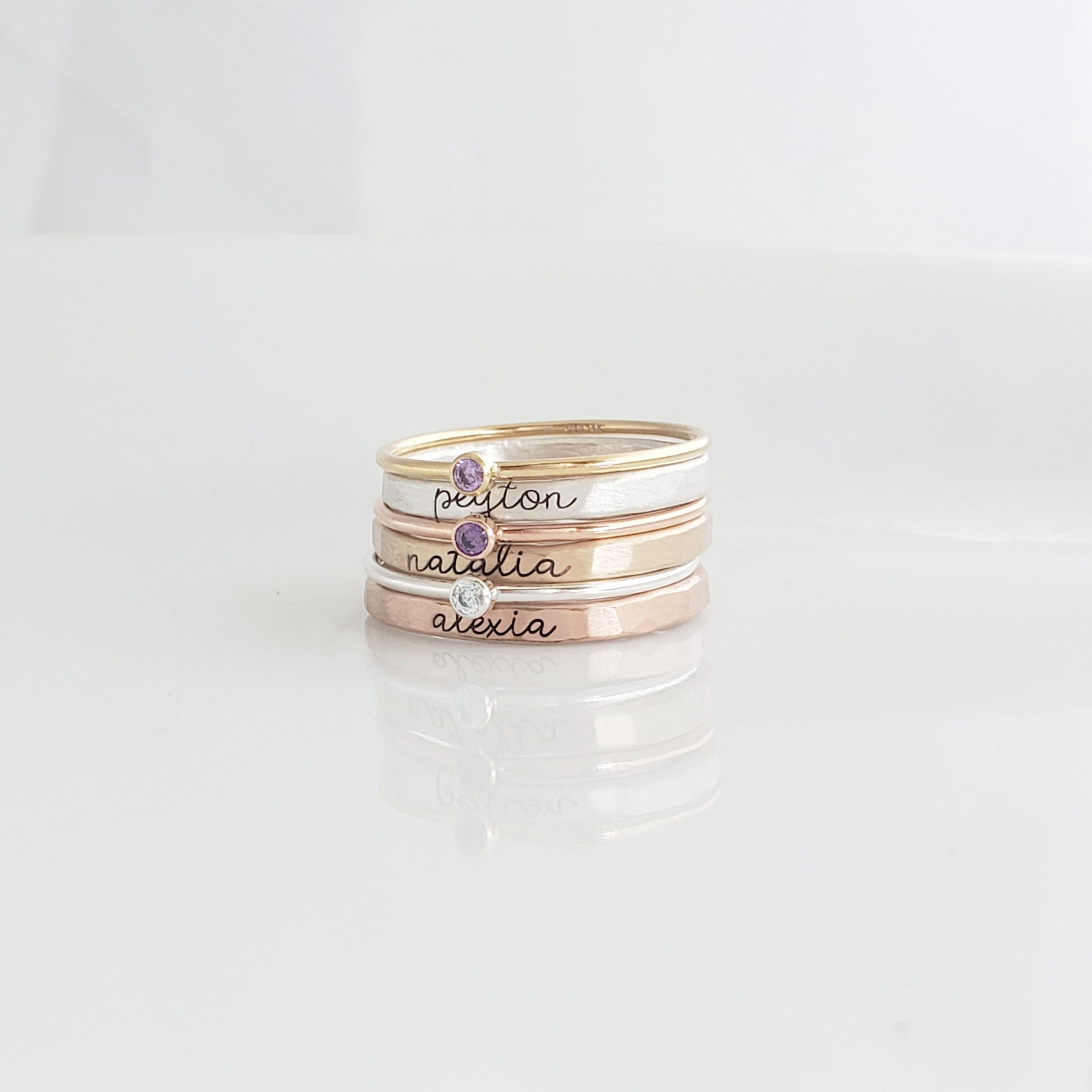 Cursive Name Ring Set Stackable Rings Stackable Cursive | Etsy