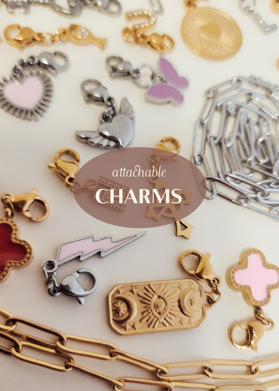 Gold Charm Add on | Attachable Jewelry for Bracelets & Necklaces ...