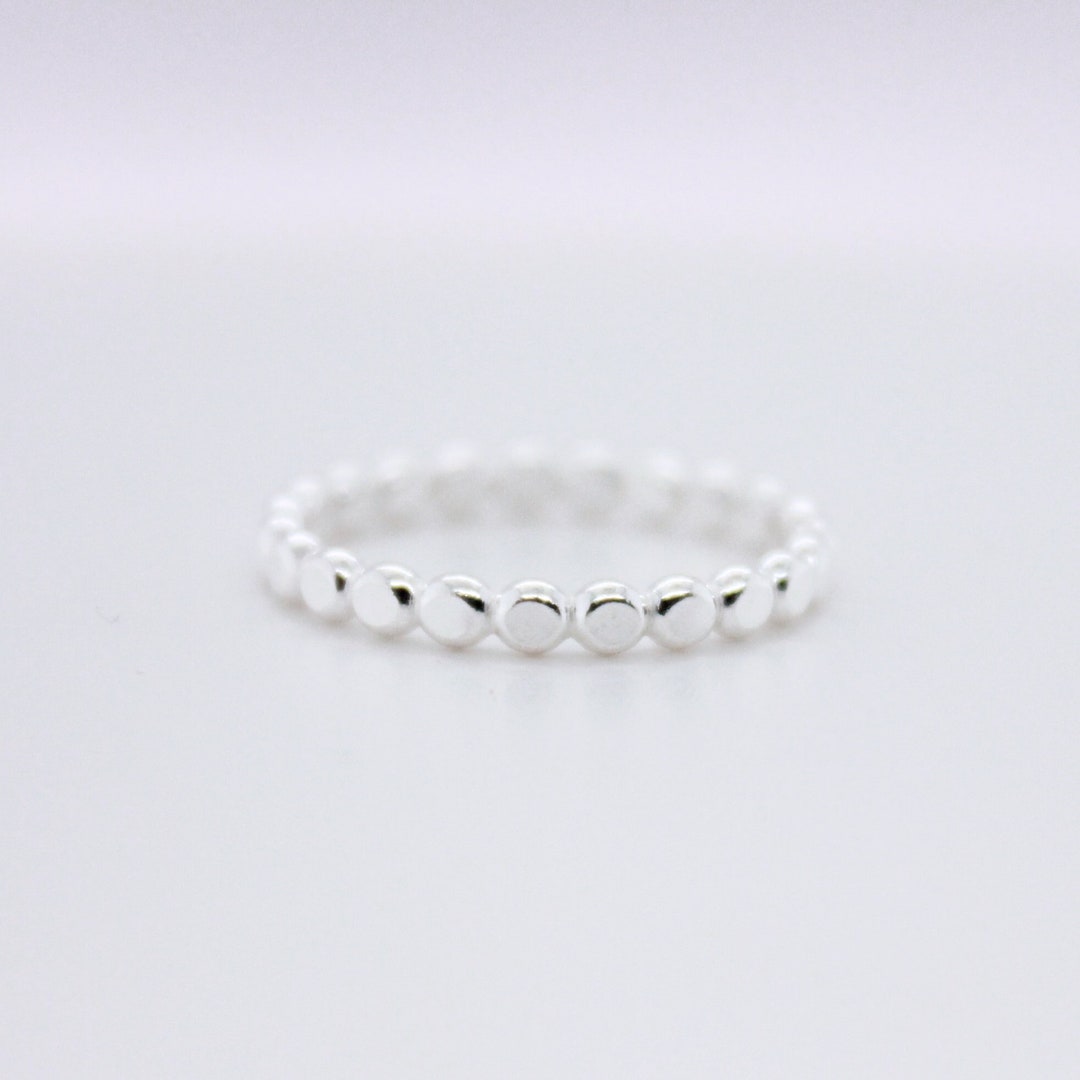 Thick Sterling Silver Beaded Ring | Gift for Her | Stacking Bead Ring ...
