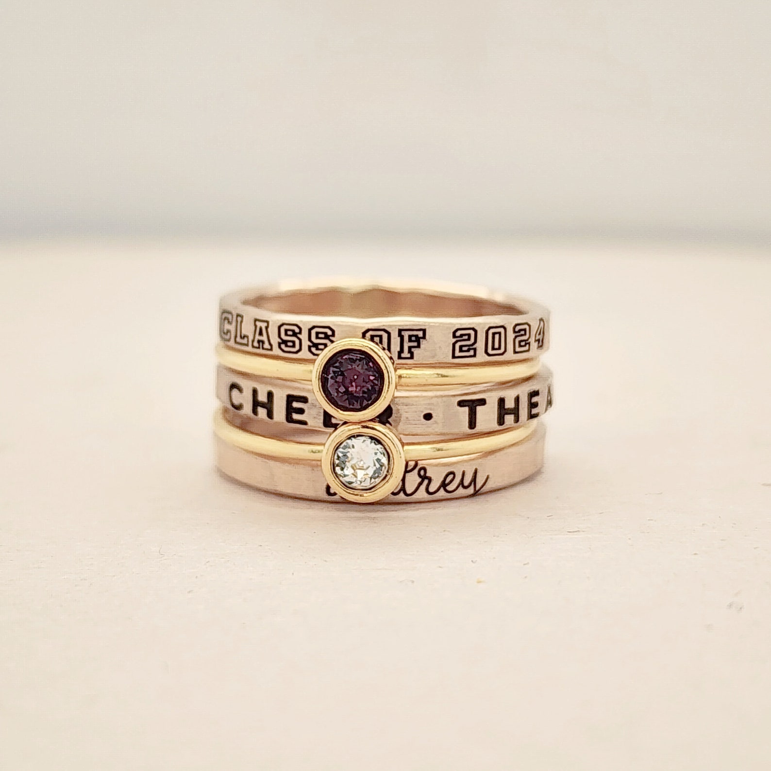 Personalized 14k Gold Filled Class Ring Set | Ring Ceremony Gift - Etsy