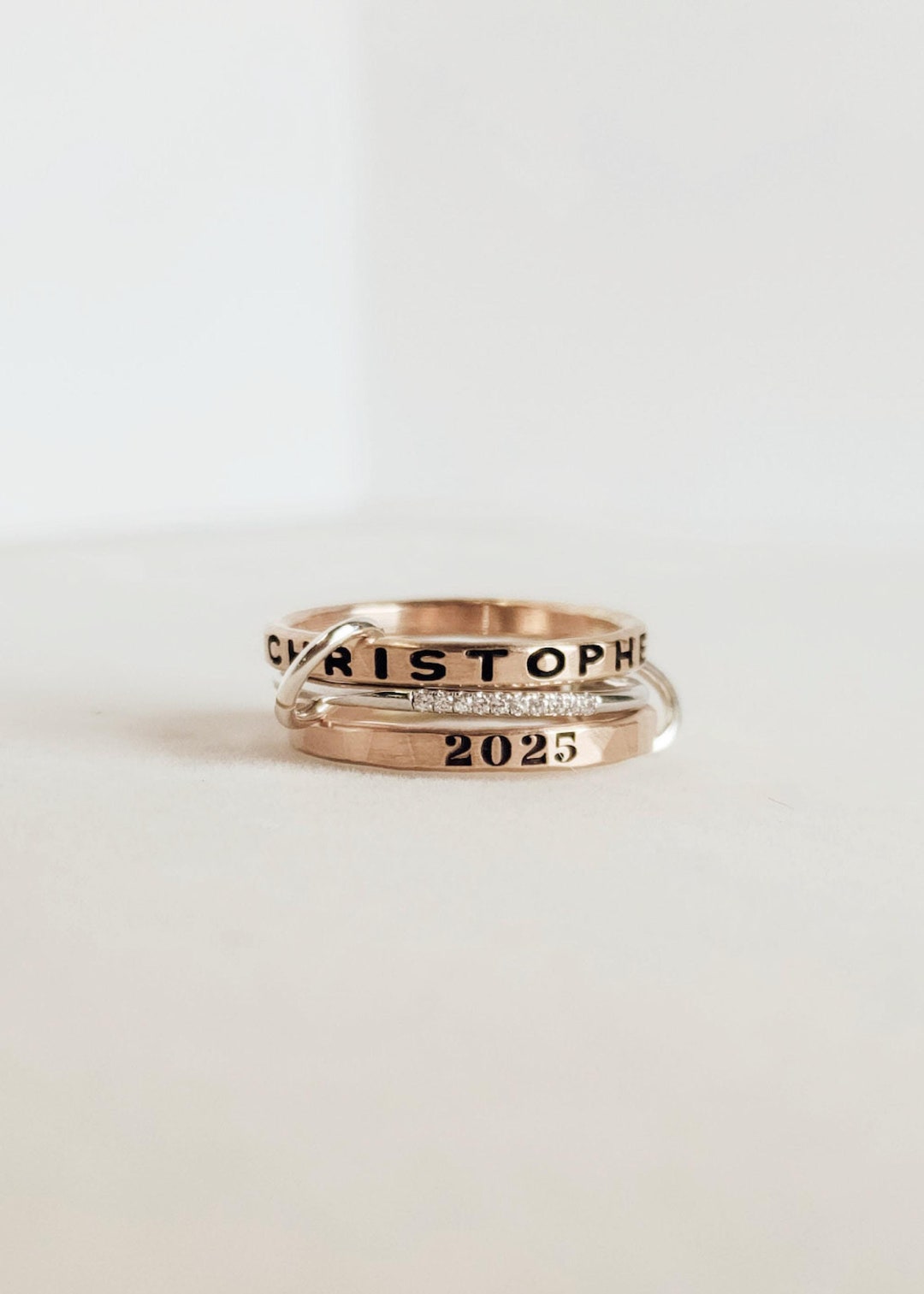Connected Stacking Name Rings | Connected Link Rings | Multi Band Ring ...