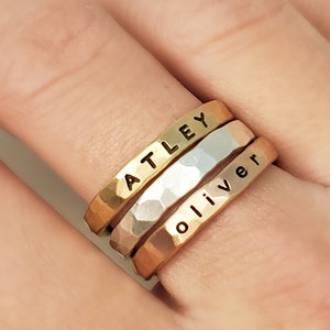 Thick Stacking Rings With Names | Thick Stacked Name Rings | Chunky ...