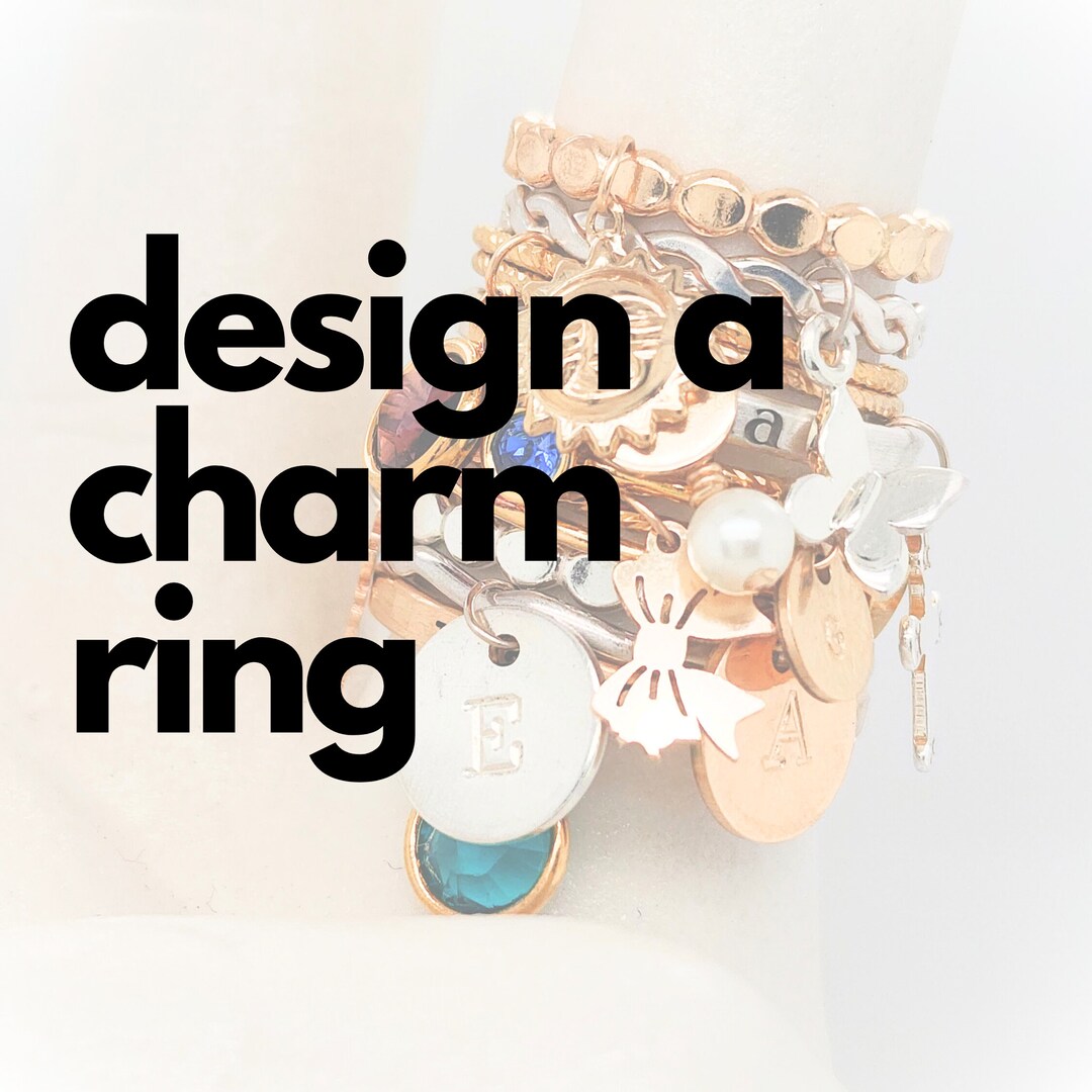 Charm Ring Custom Charms on Ring Rings With Charms Birthstone Charm ...