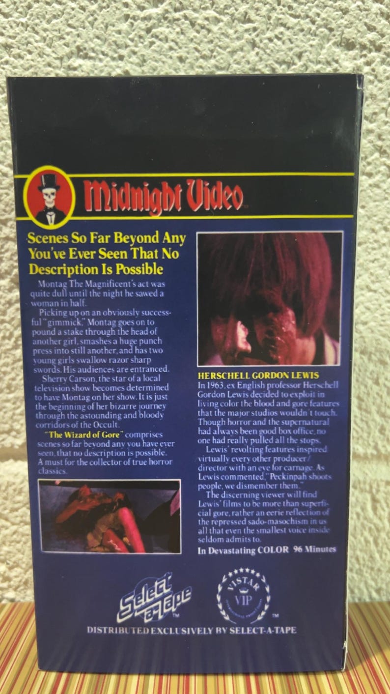 Wizard of Gore VHS Slipcover/box Reproduction/replacement - Etsy