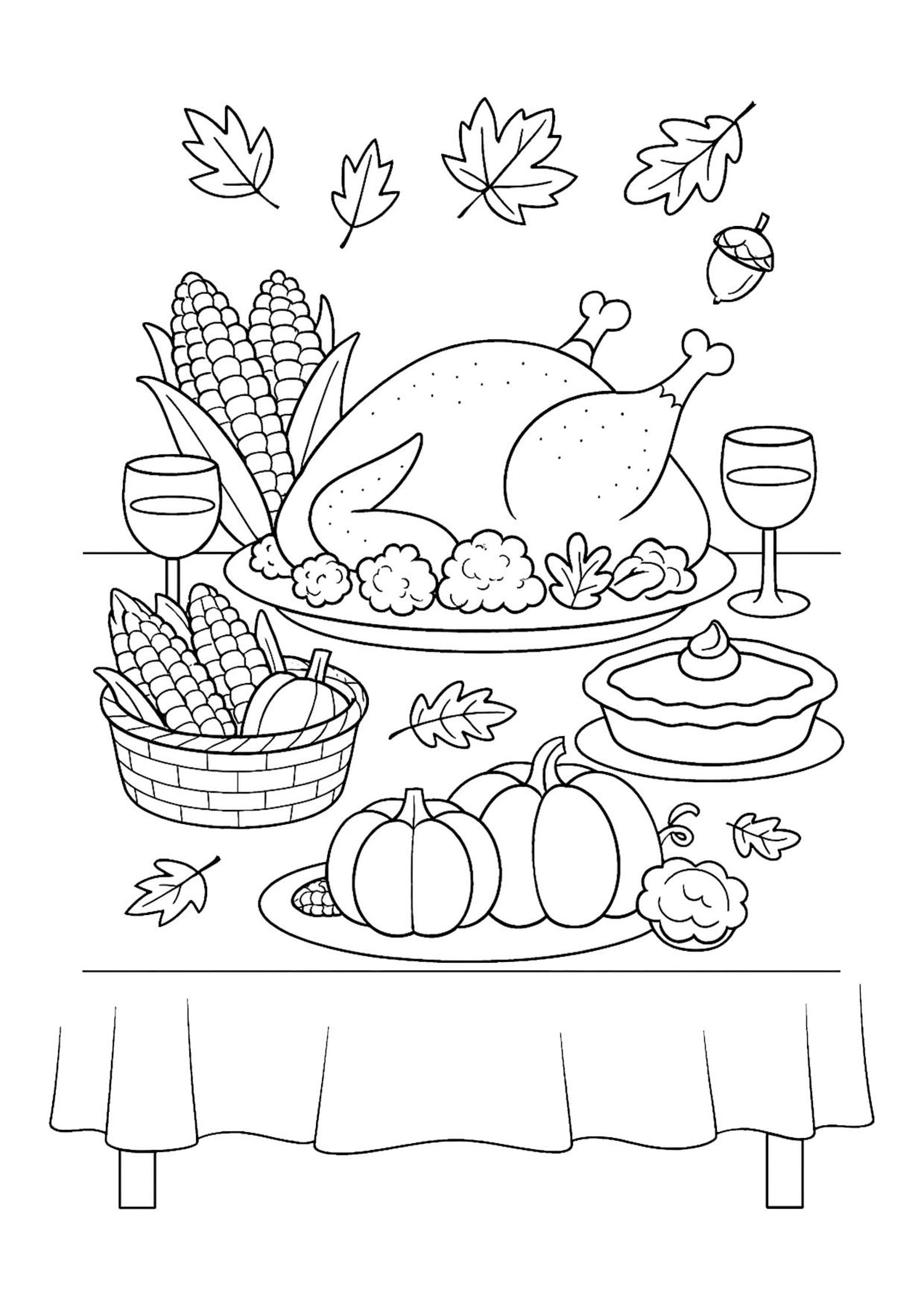 Whimsical Thanksgiving Coloring Pages | 20 Printable Turkey Pumpkin and ...