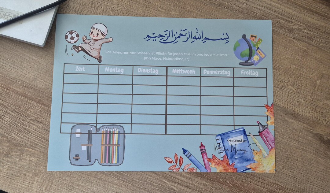 Islamic Timetable for Boys - Etsy
